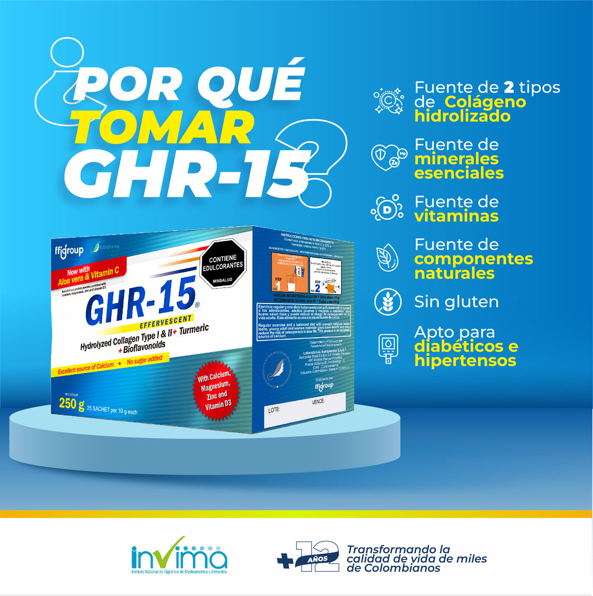 GHR-15 Efervescente Colágeno Hidrolizado - Market oficial – Bienestar ...